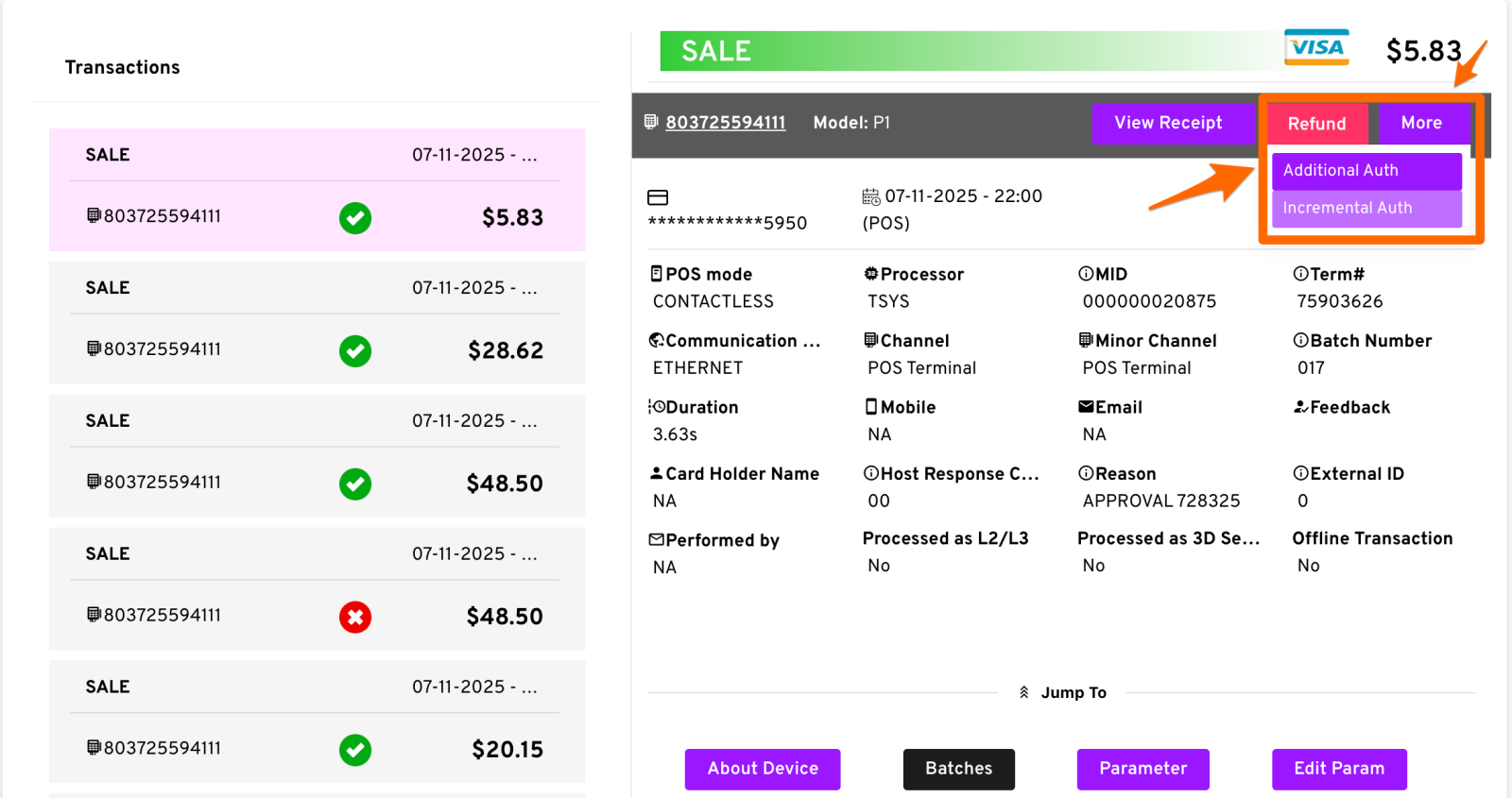 Adjusting a Settled Transaction on a Dejavoo P-Series terminal via iPOS ...